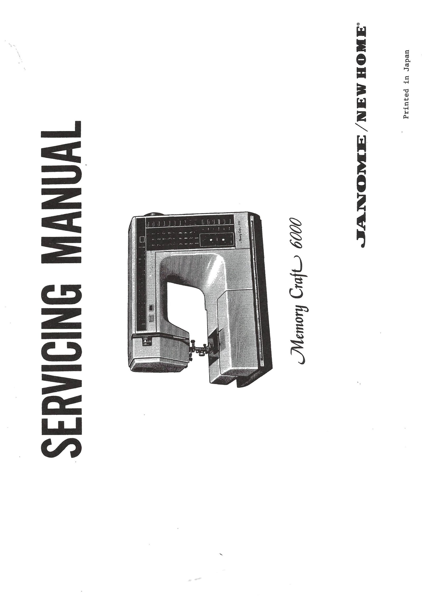 Service Manual Janome Memory Craft 6000 Sewing Machine