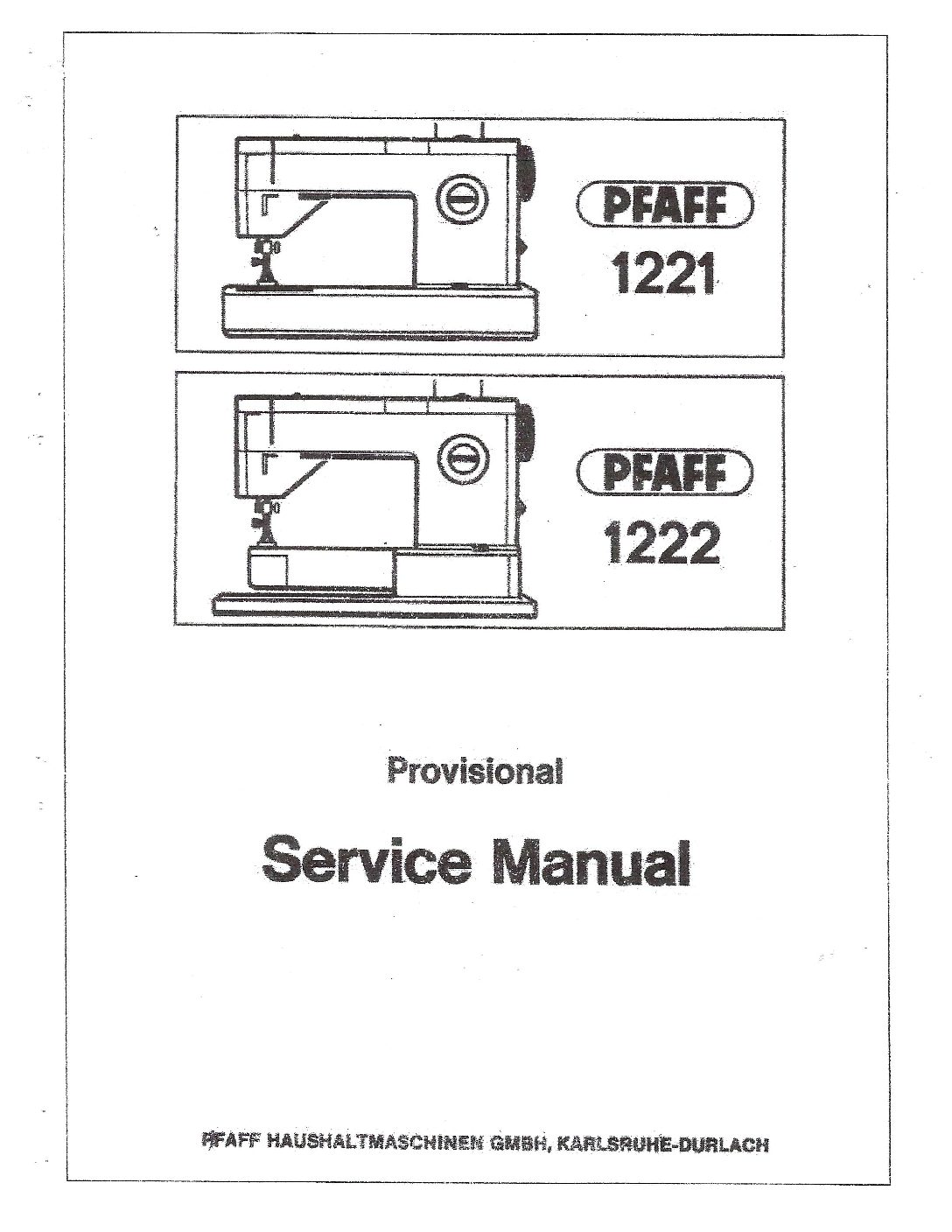 Service Manual Pfaff 1221, 1222 Sewing Machine