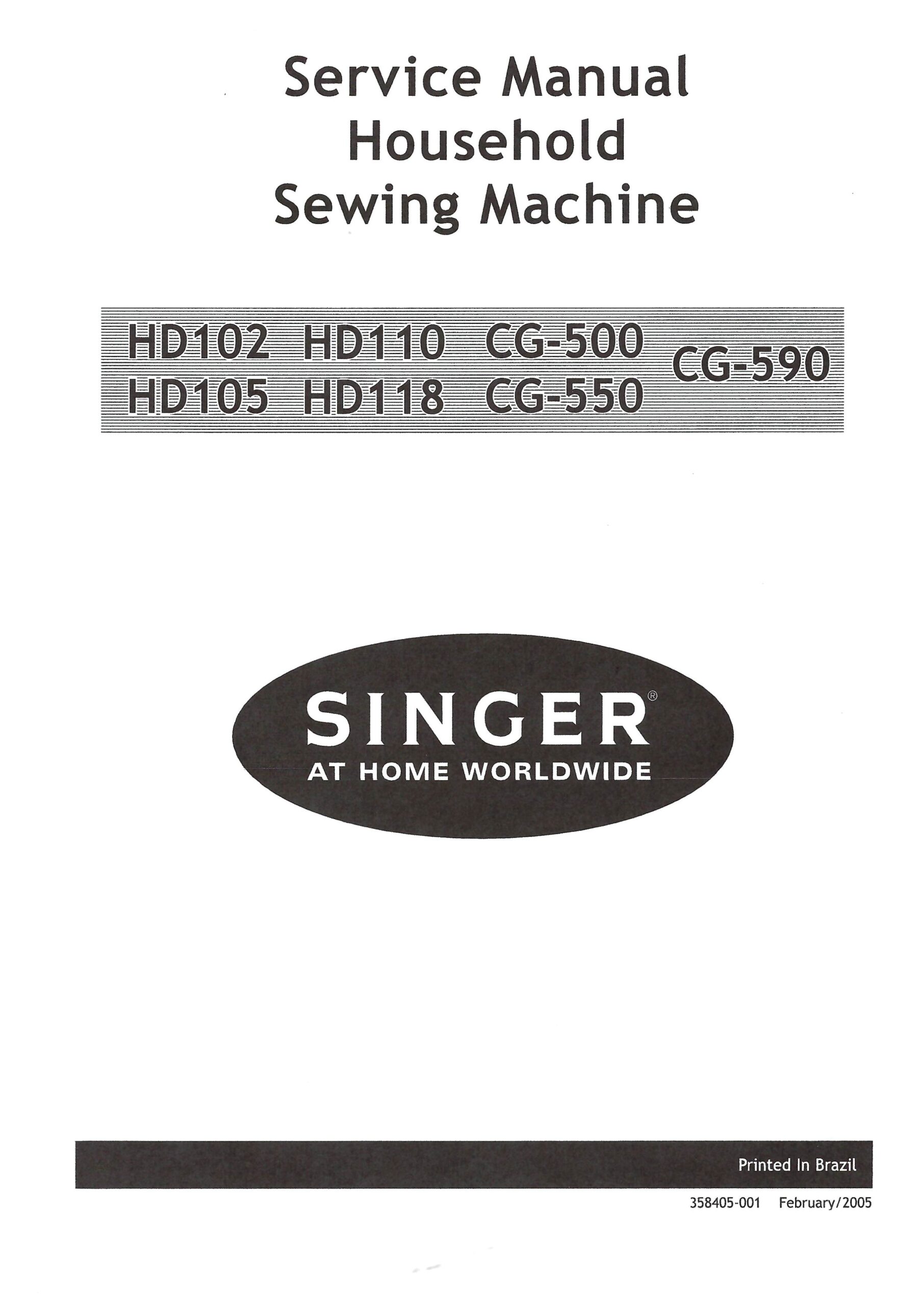 Service Manual Singer HD 100, 500 Series Sewing Machine