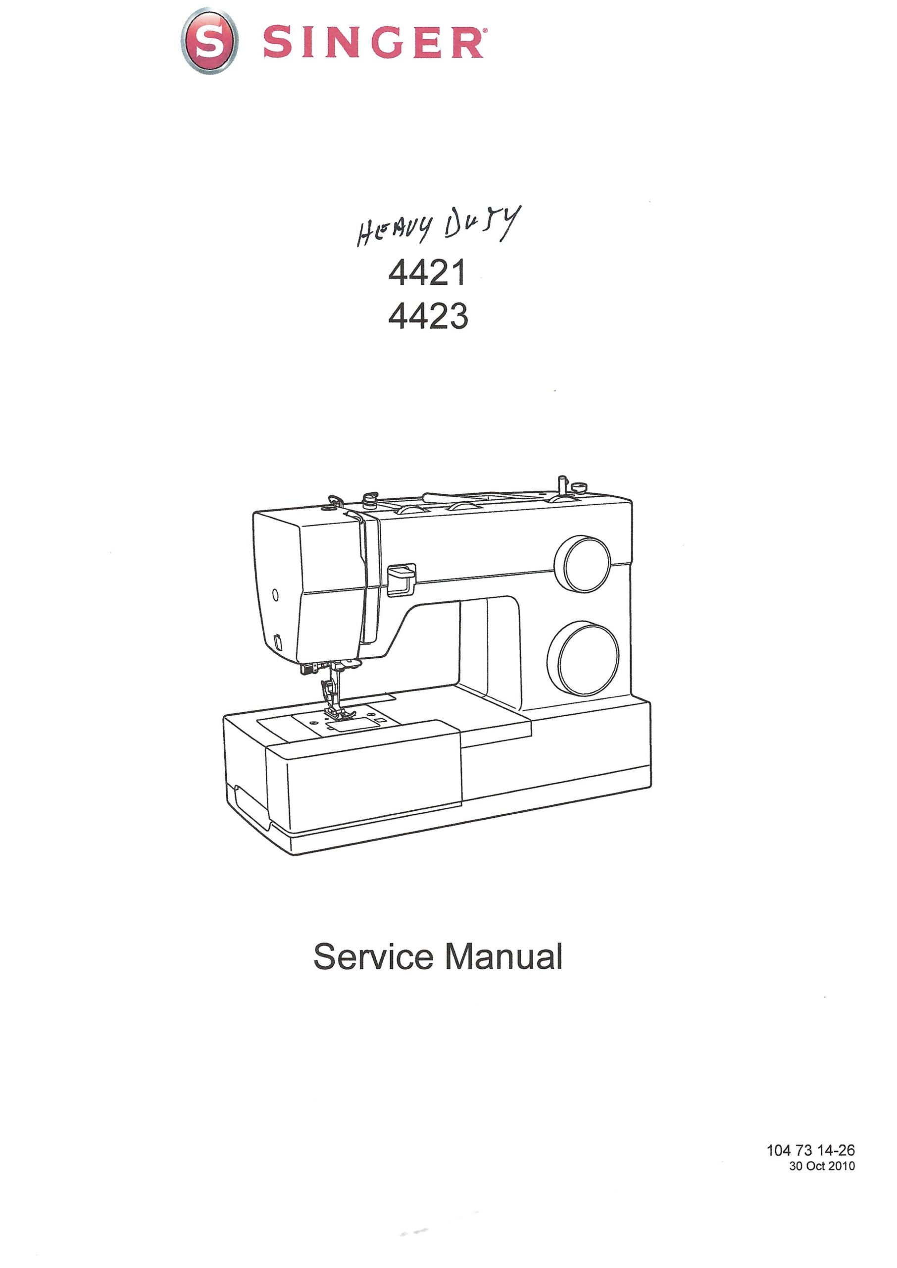Service Manual Singer HD 4421, 4423 Series Sewing Machine