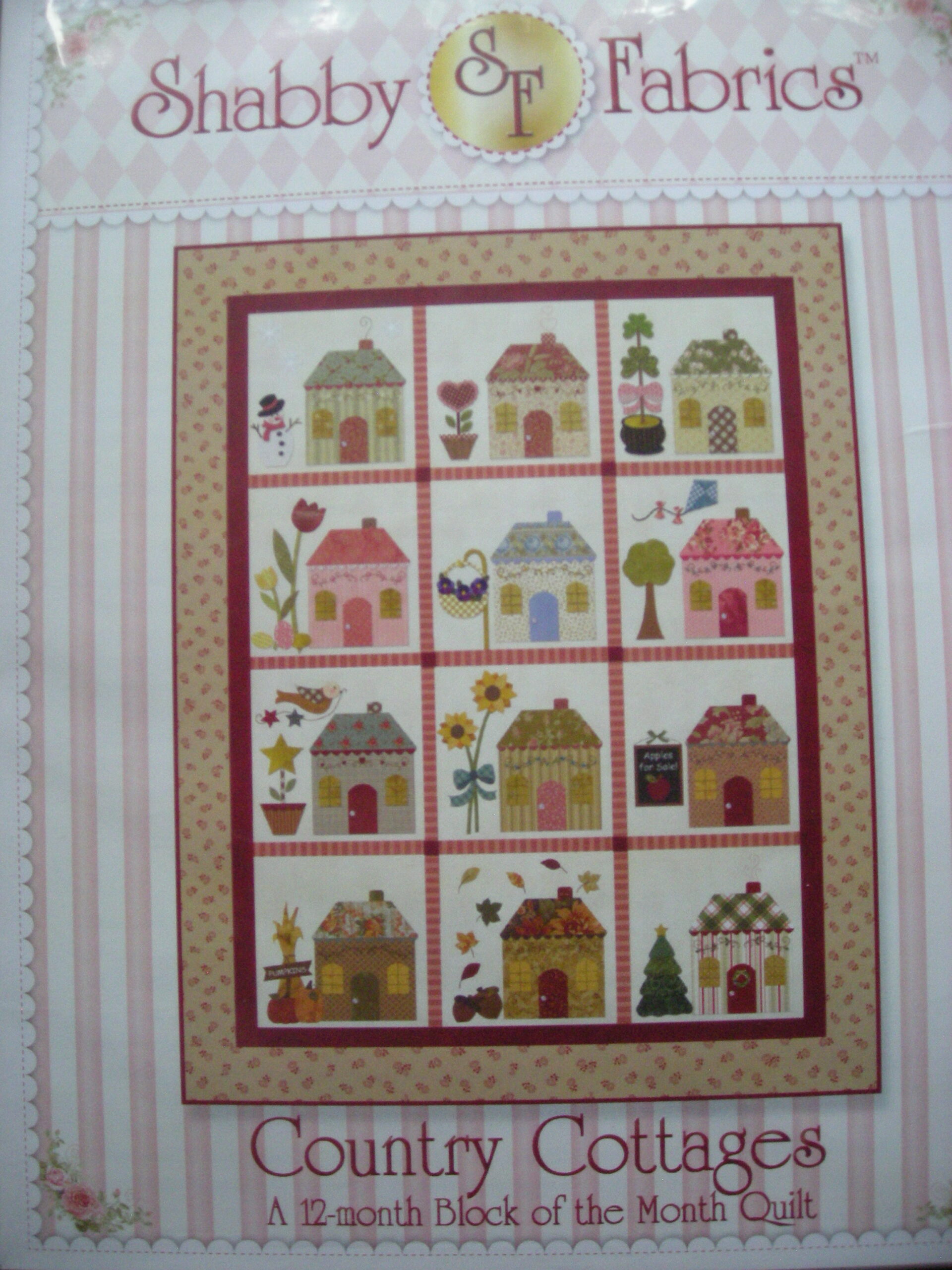 SHABBY FABRICS "Country Cottages" 12 Month Block of Month